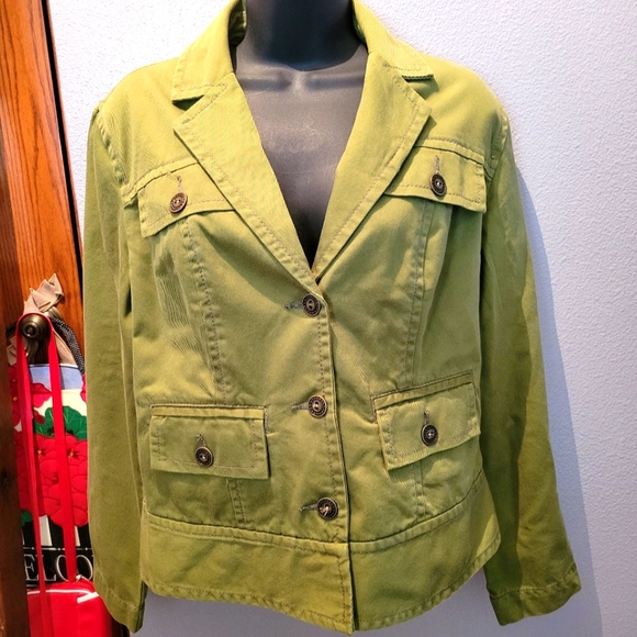 Chico's | Jackets & Coats | Chicos Olive Green Military Style Jacket ...